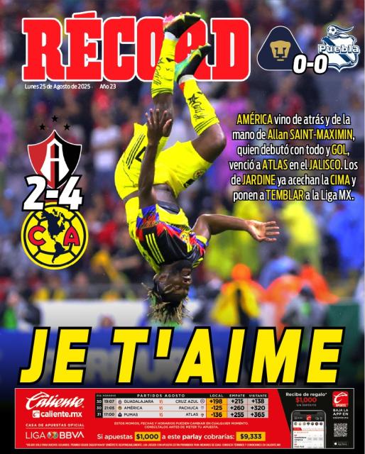 Portada RÉCORD 25 de agosto de 2025 | RÉCORD